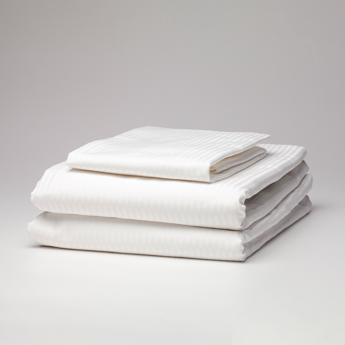 King Single Flat Sheet, 4 mm Sateen Stripe, White | Astro Hospitality Ltd