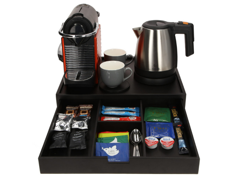 Charme Coffee Machine & Kettle Drawer Tray, Black Leatherette | Astro ...
