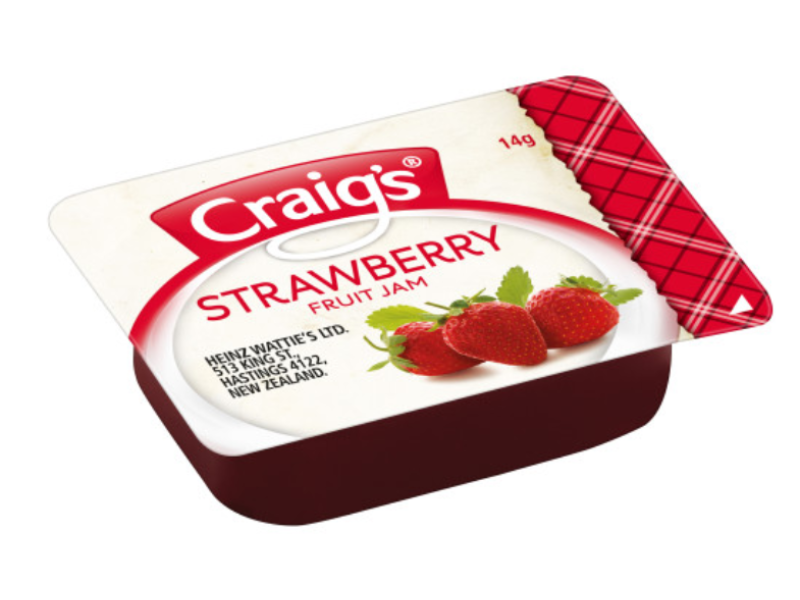 Craigs Strawberry Jam Portions, 75/Tray | Astro Hospitality Ltd