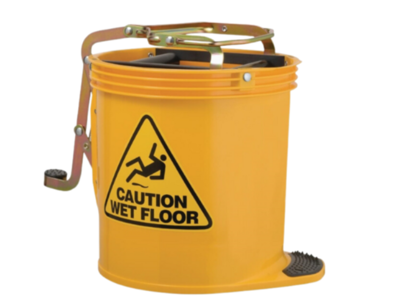 Plastic Wringer Bucket with Metal Pedal 16 Litre Yellow | Astro Hospitality