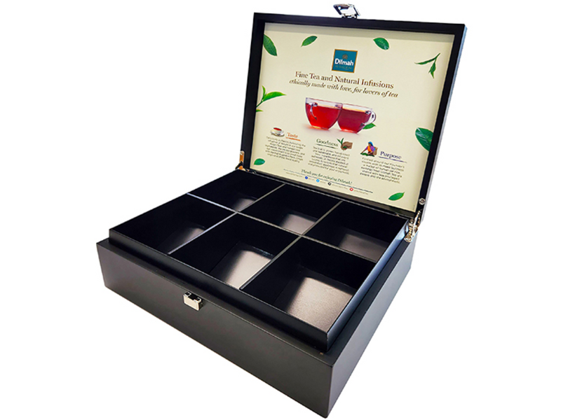 Dilmah 6 Compartment Tea Box Tray with Lid | Astro Hospitality Ltd