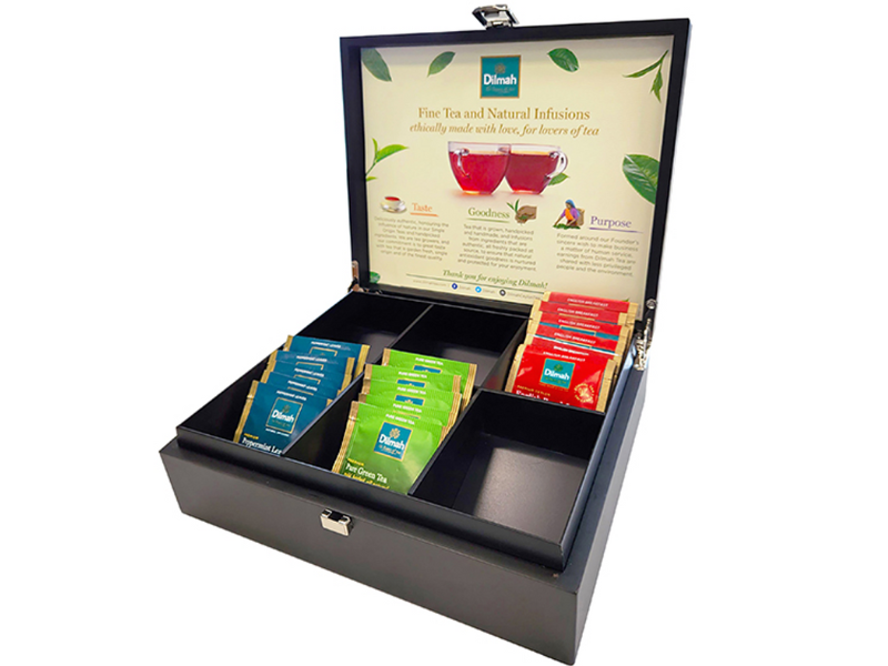 Dilmah 6 Compartment Tea Box Tray with Lid | Astro Hospitality Ltd